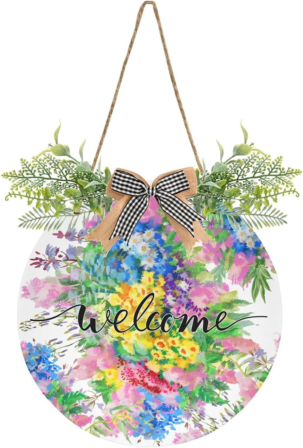 Coolnut Welcome Sign Hanging Plaque Sign Wild Field Flowers Porch Wall ...