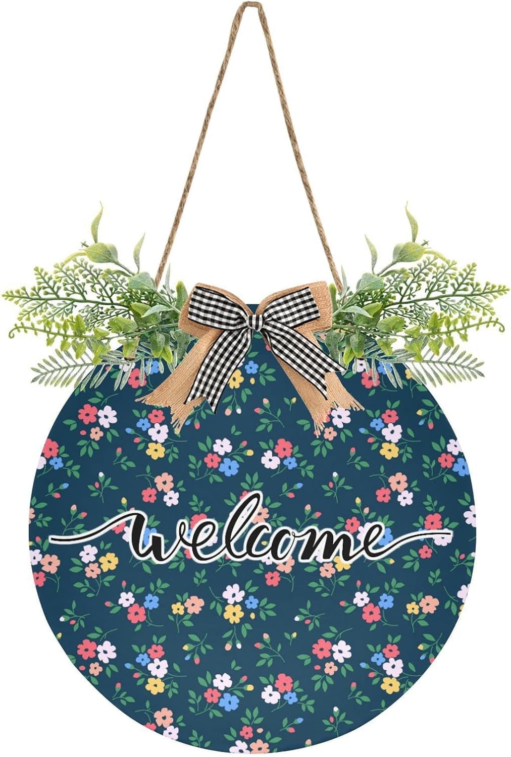 Coolnut Welcome Sign Hanging Plaque Sign Wreath Seasonal Cute Flowers ...