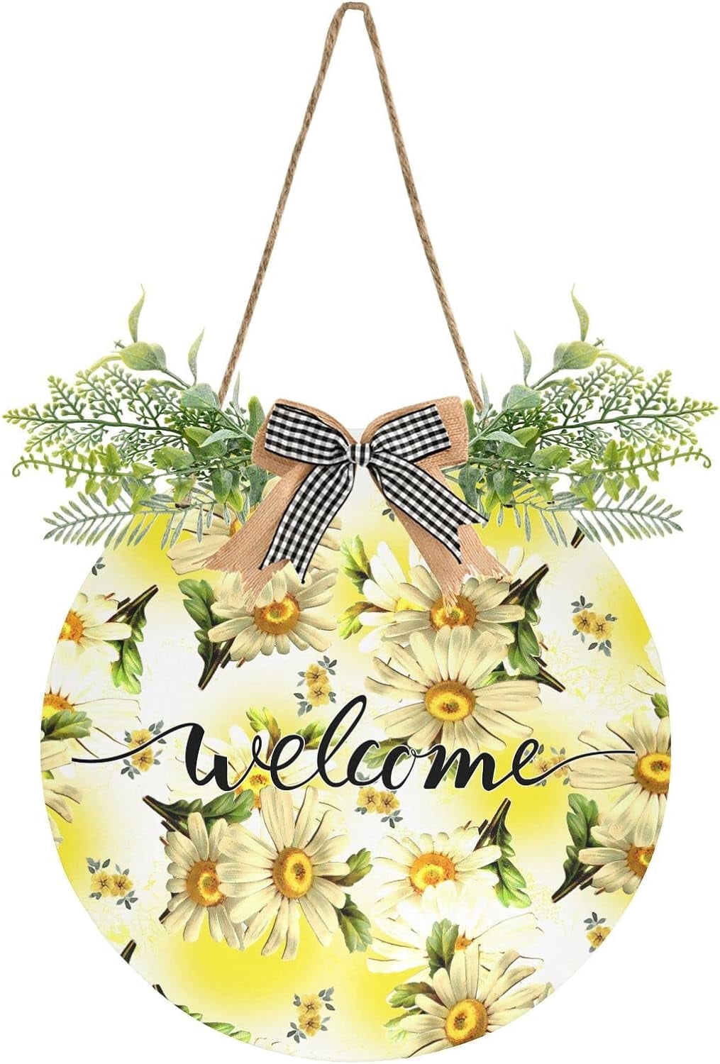 Coolnut Welcome Sign Hanging Plaque Sign Yellow Wildflowers Porch Wall ...
