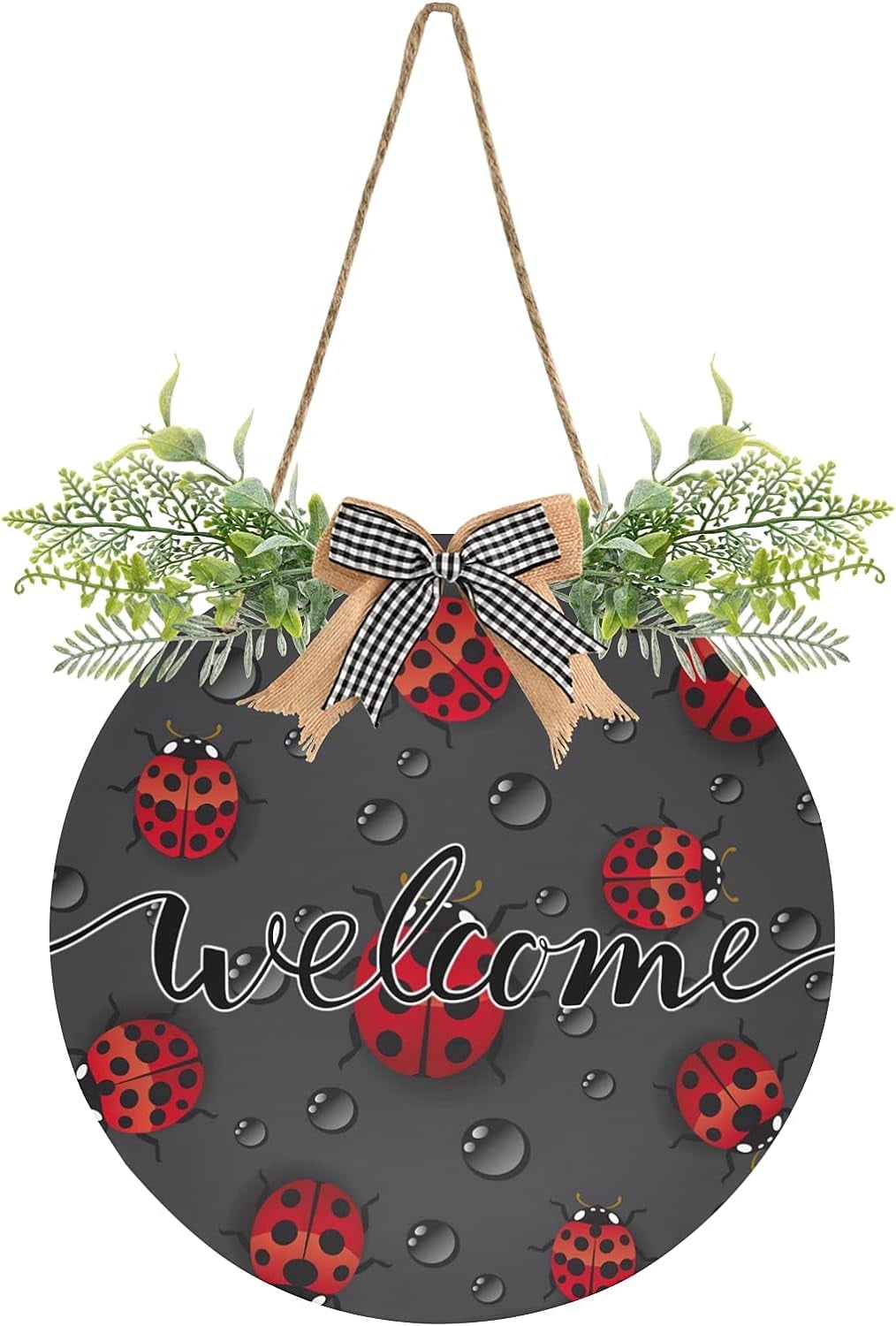 Coolnut Welcome Sign with Wreath for Front Door, Rustic Round Hanging ...