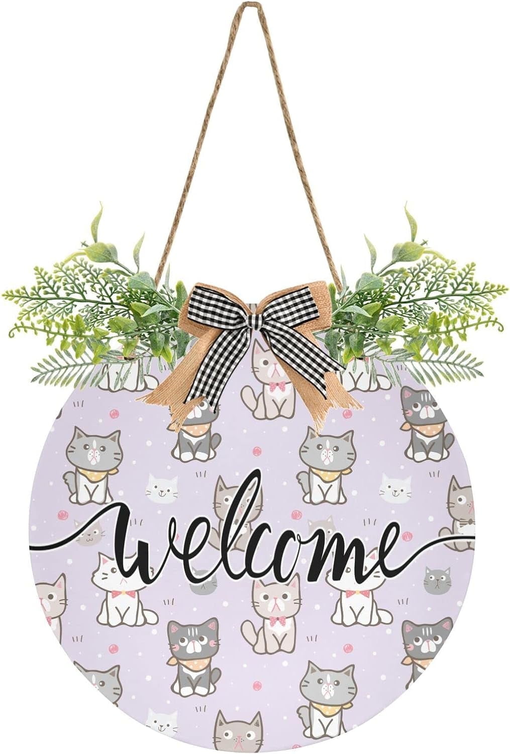 Coolnut Welcome Sign with Wreath for Front Door, Rustic Round Hanging ...