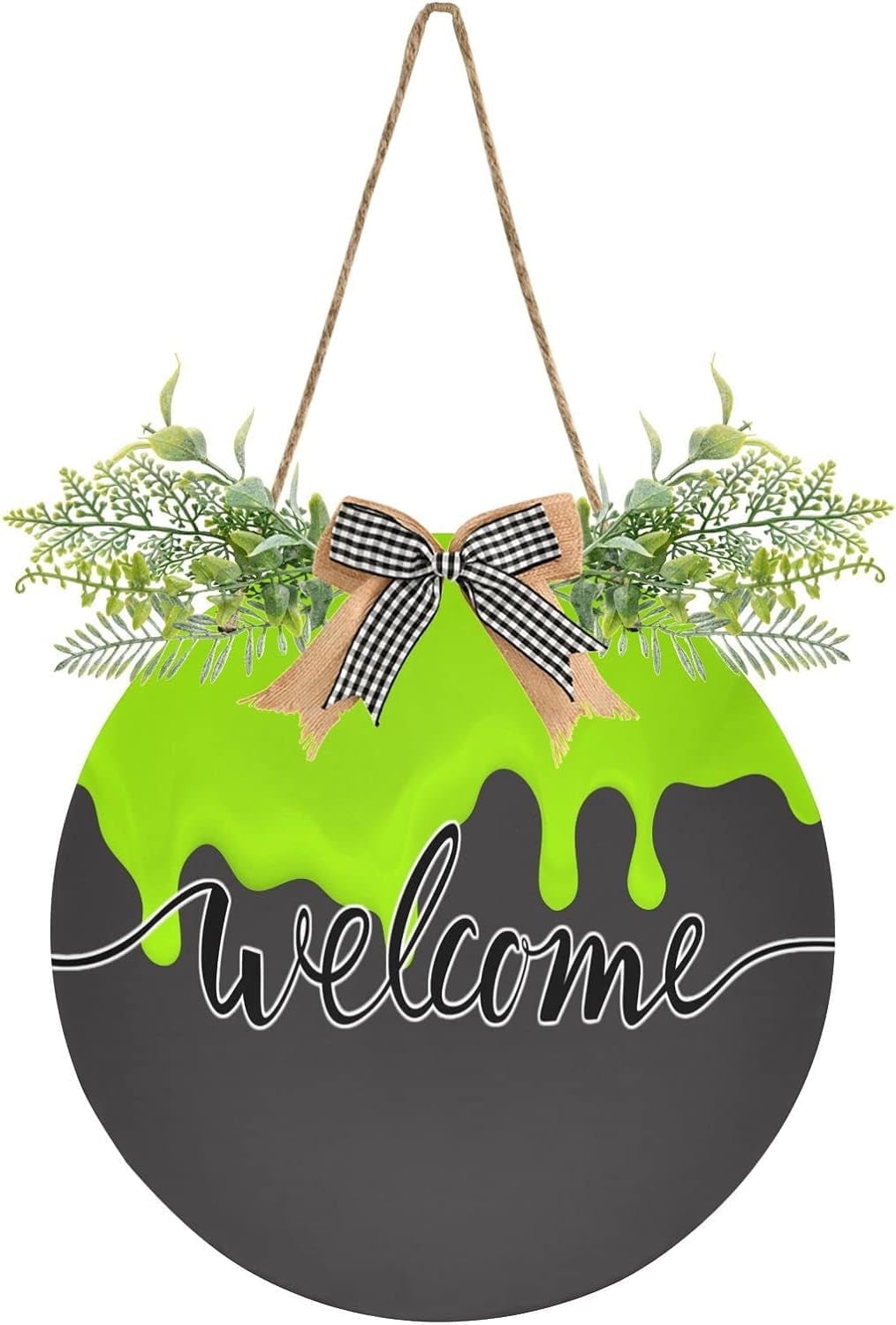 Coolnut Welcome Sign with Wreath for Front Door, Rustic Round Hanging ...