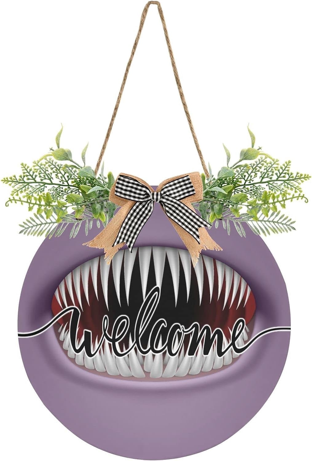 Coolnut Welcome Sign with Wreath for Front Door, Rustic Round Hanging ...