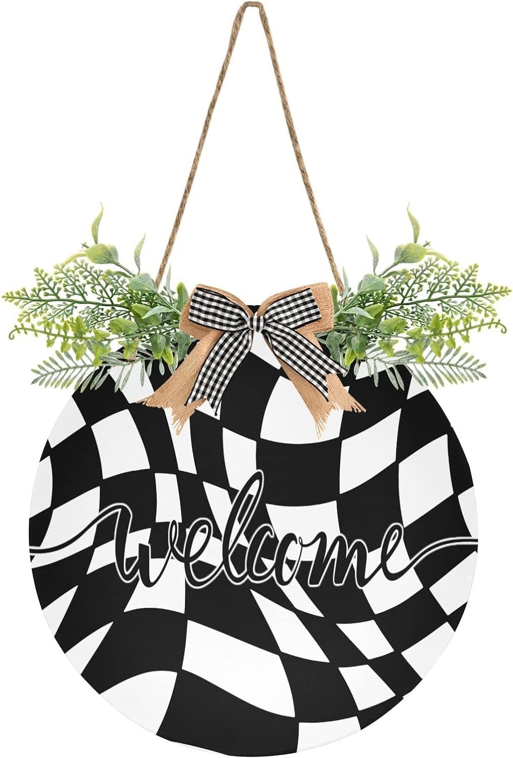 Coolnut Welcome Sign with Wreath for Front Door, Rustic Round Hanging ...