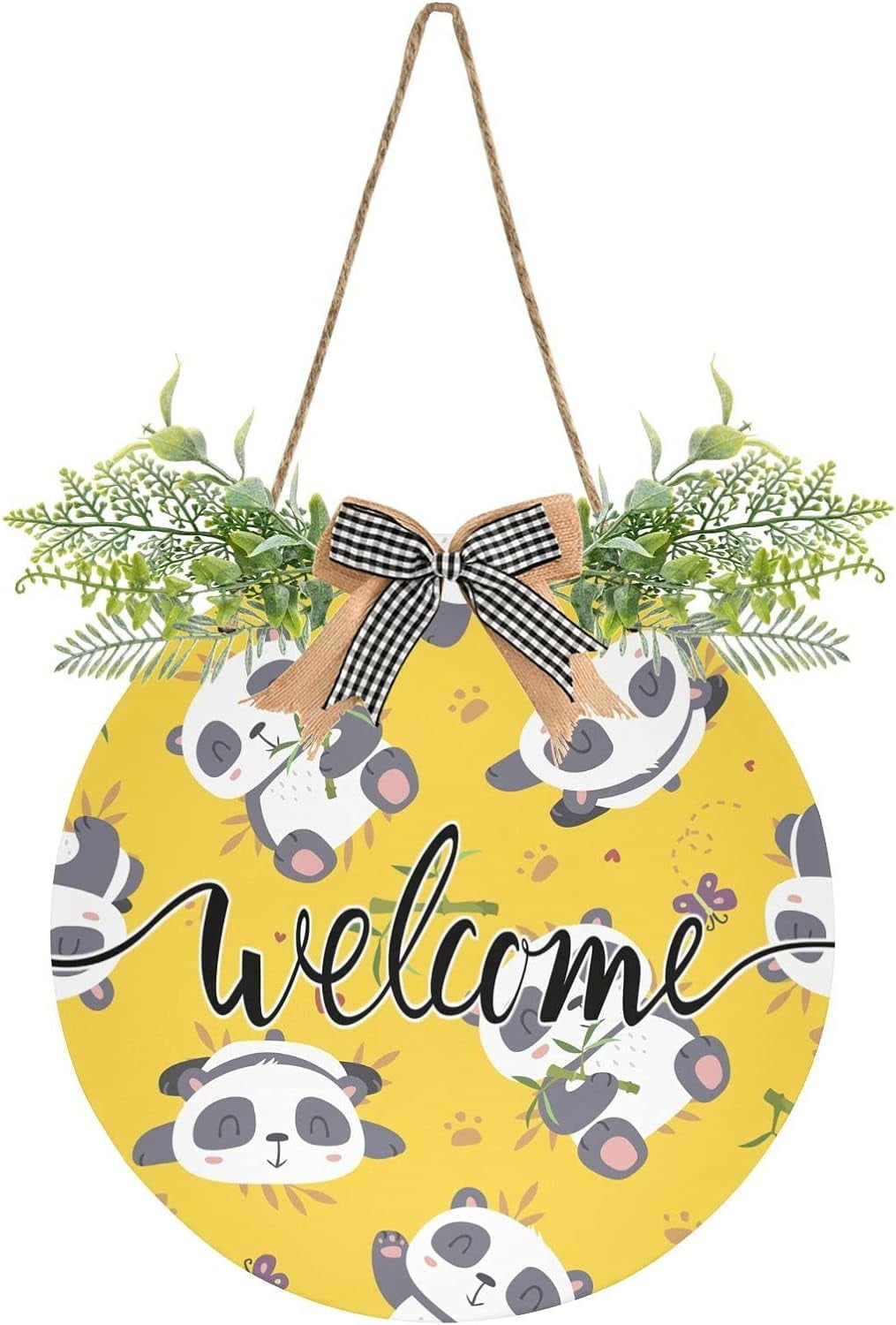 Coolnut Welcome Sign with Wreath for Front Door, Rustic Round Hanging ...