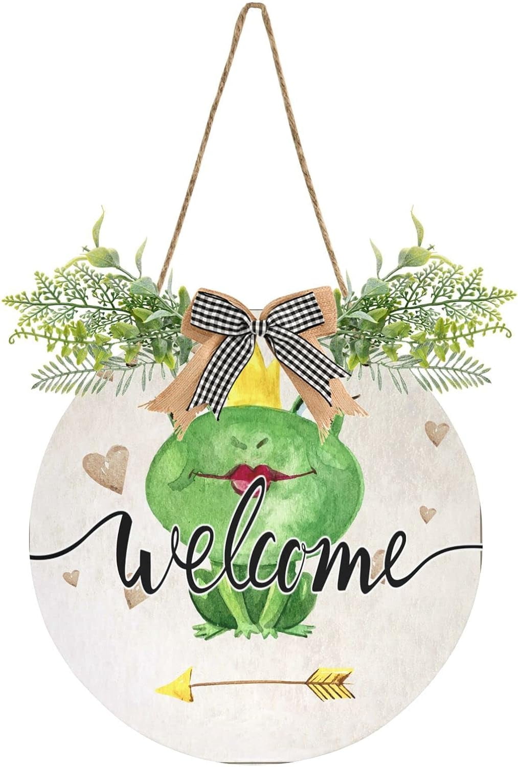 Coolnut Welcome Sign with Wreath for Front Door, Rustic Round Hanging ...