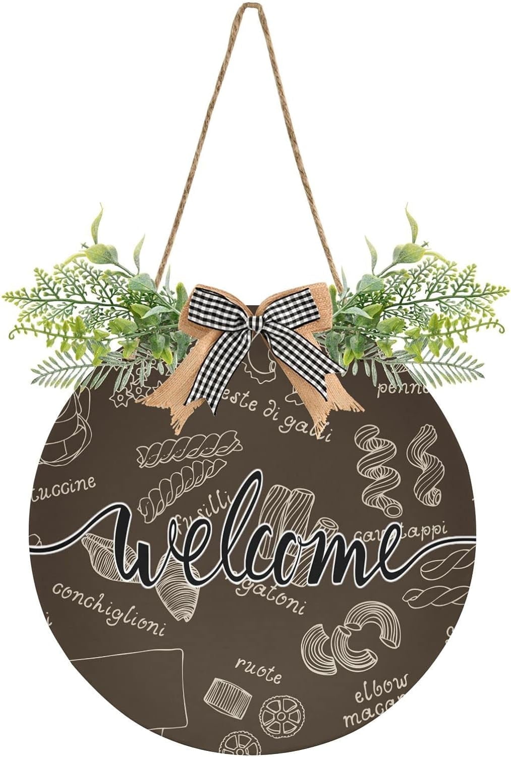 Coolnut Welcome Sign with Wreath for Front Door, Rustic Round Hanging ...