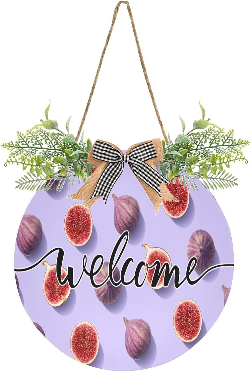 Coolnut Welcome Sign with Wreath for Front Door, Rustic Round Hanging ...