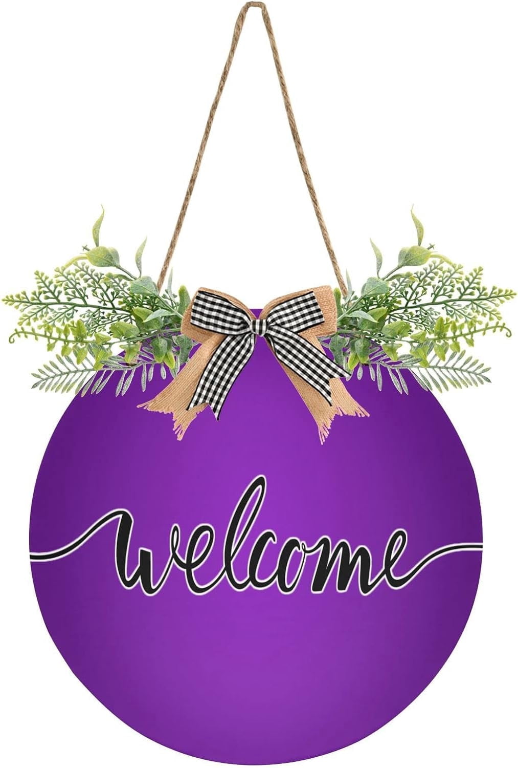 Coolnut Welcome Sign with Wreath for Front Door, Rustic Round Hanging ...
