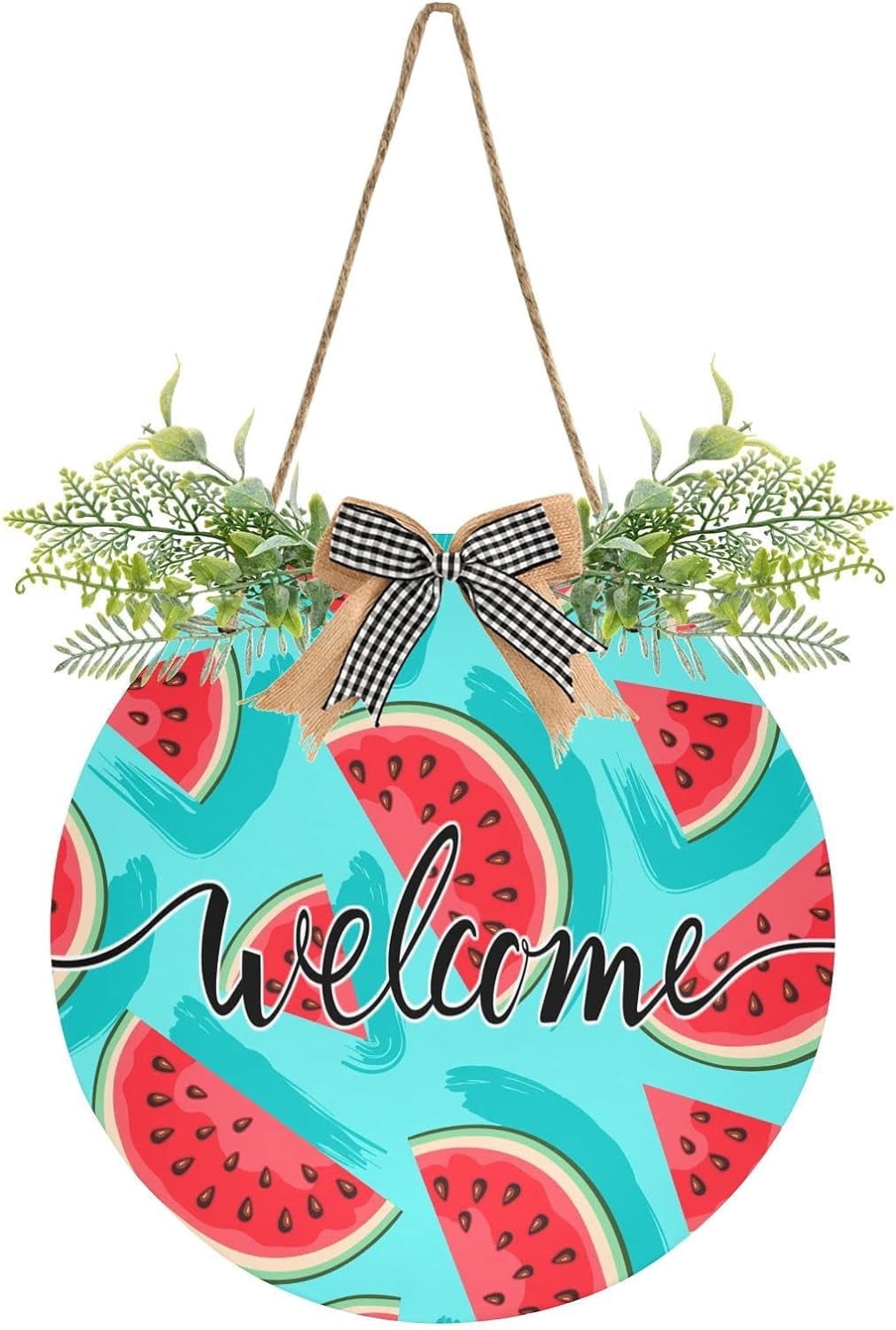 Coolnut Welcome Sign with Wreath for Front Door, Rustic Round Hanging ...