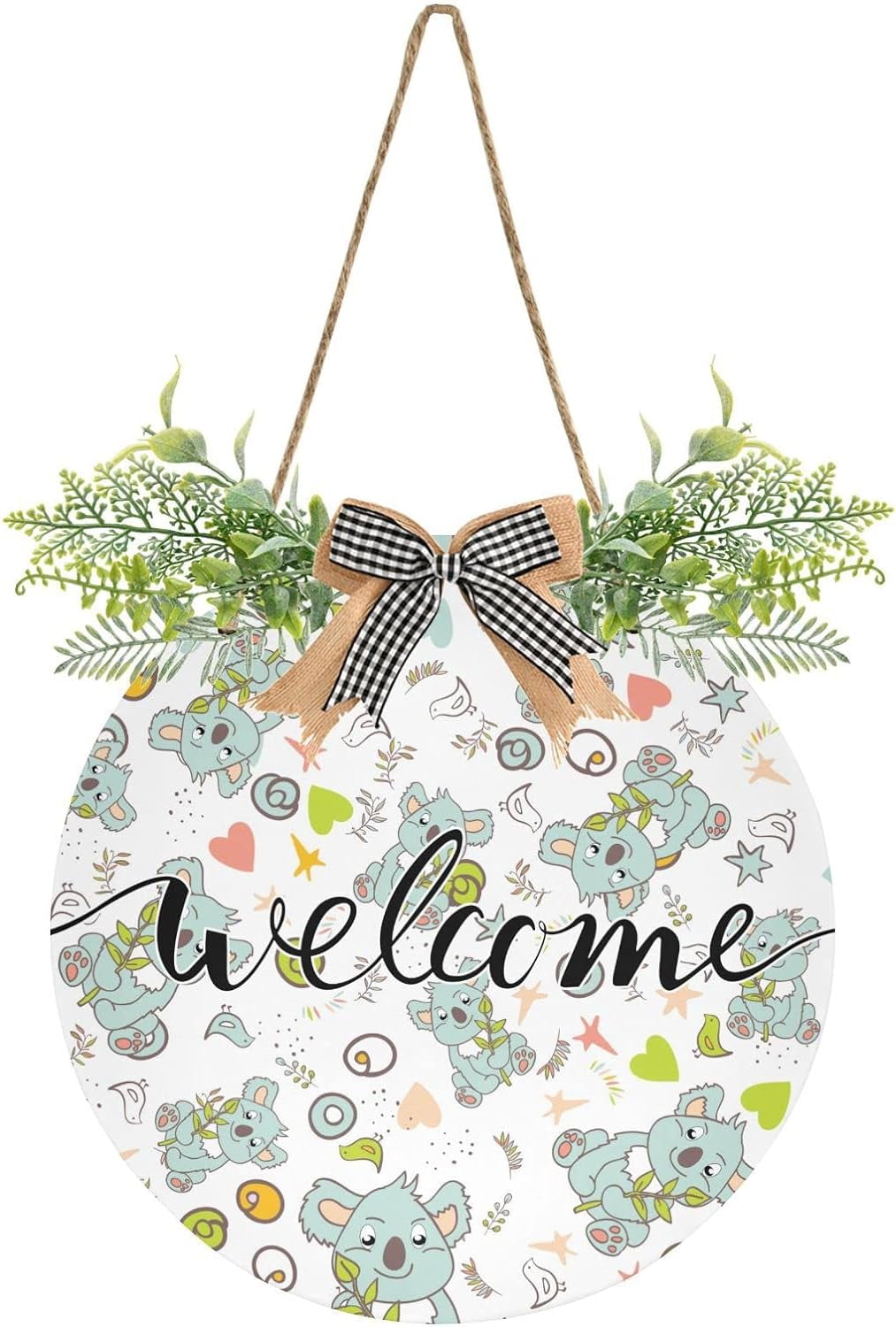 Coolnut Welcome Sloth Cute Cartoon Welcome Sign for Front Door, Rustic ...