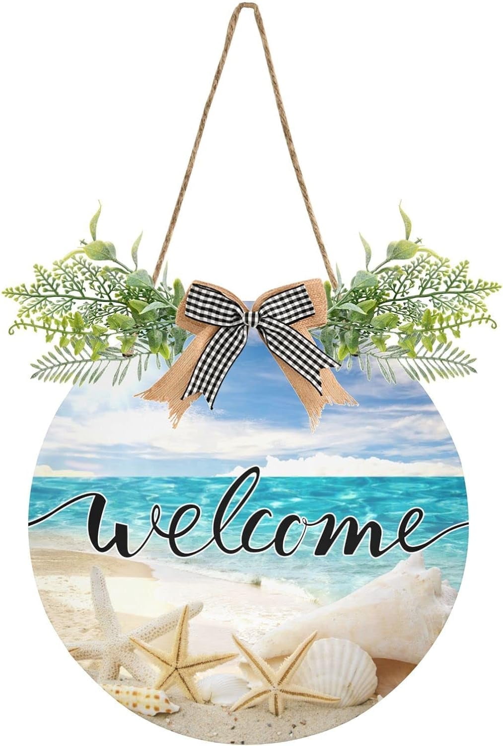 Coolnut Welcome Summer Beach Welcome Sign for Front Door, Rustic Wooden ...