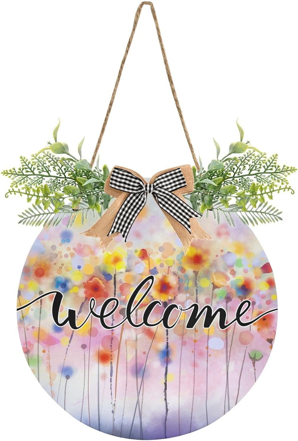 Coolnut Welcome Watercolor Spring Flower Welcome Sign for Front Door ...