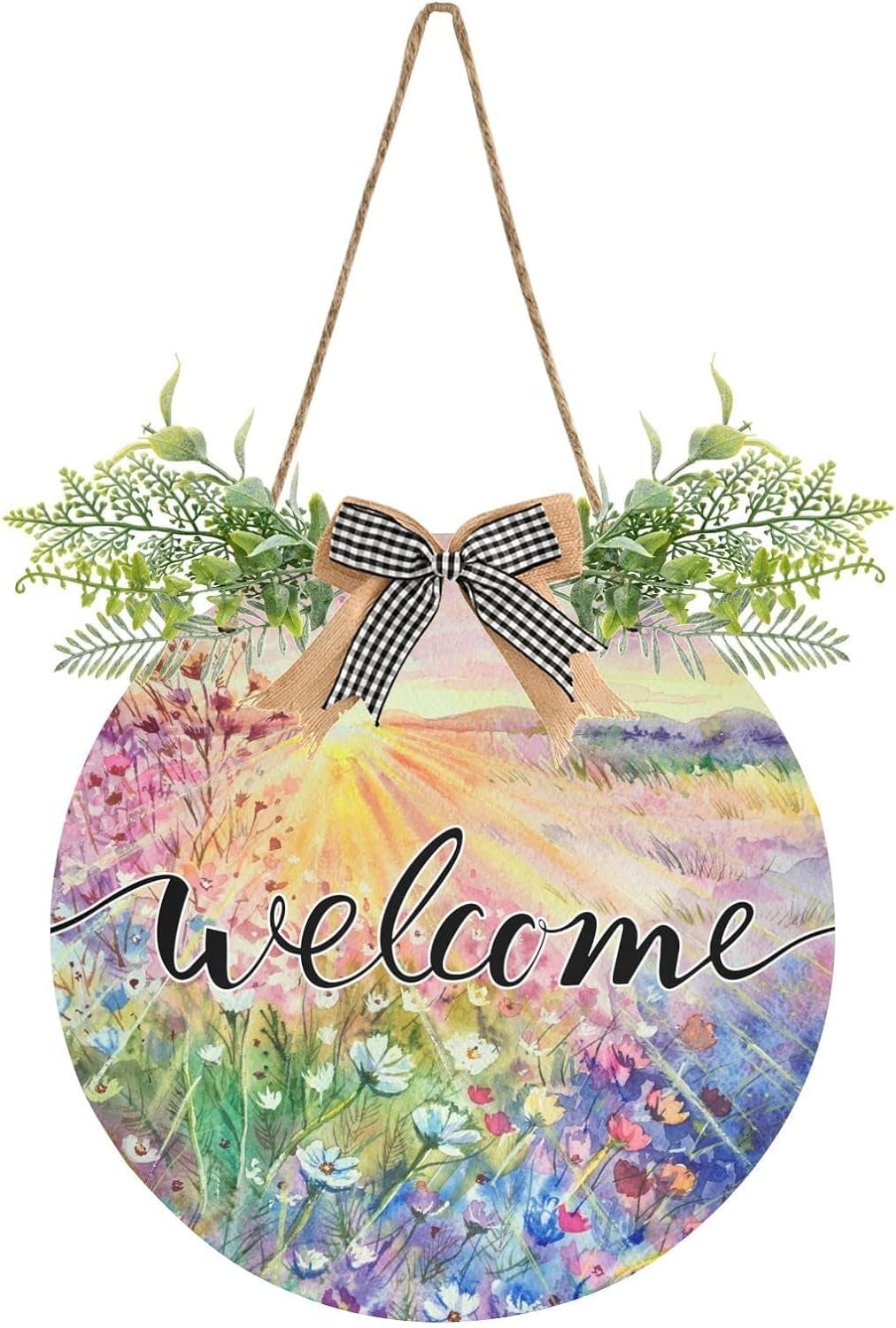 Coolnut Welcome Watercolor Spring Welcome Sign for Front Door, Rustic ...