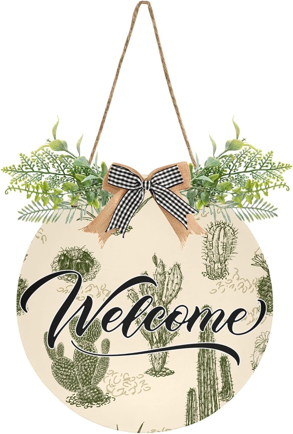 Coolnut Welcome1 Cactuses Pattern Welcome Sign for Front Door, Rustic ...