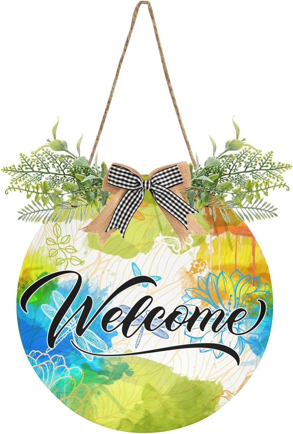 Coolnut Welcome1 Colorful Dragonflies Welcome Sign for Front Door ...