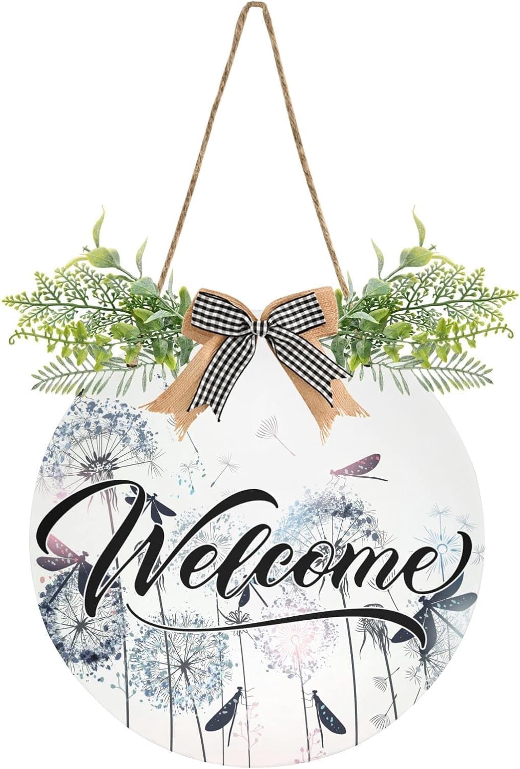 Coolnut Welcome1 Dandelion and Dragonfly Welcome Sign for Front Door ...