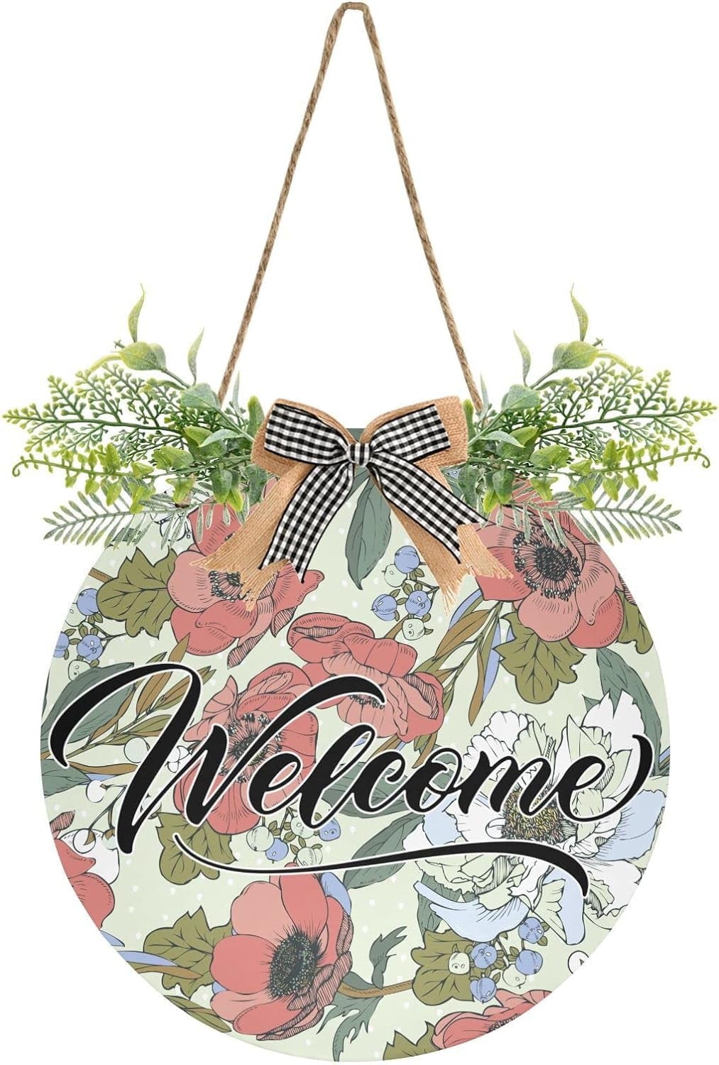 Coolnut Welcome1 Peonies Pattern Welcome Sign for Front Door, Rustic ...
