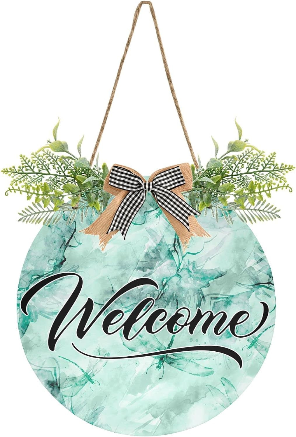 Coolnut Welcome1 Watercolor Dragonfly Green Welcome Sign for Front Door ...