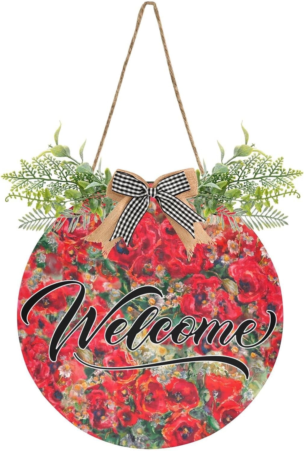 Coolnut Welcome1 Watercolor Poppies Red Welcome Sign for Front Door ...