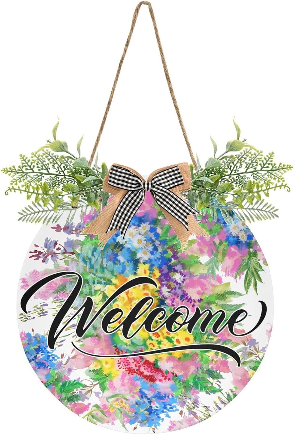 Coolnut Welcome1 Wild Field Flowers Welcome Sign for Front Door, Rustic ...