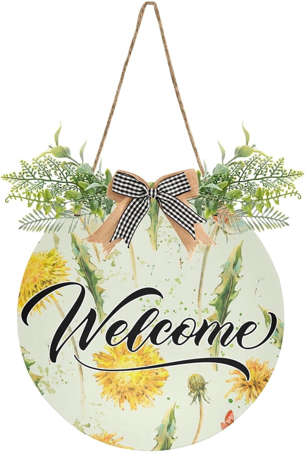 Coolnut Welcome1 Yellow Dandelion Welcome Sign for Front Door, Rustic ...