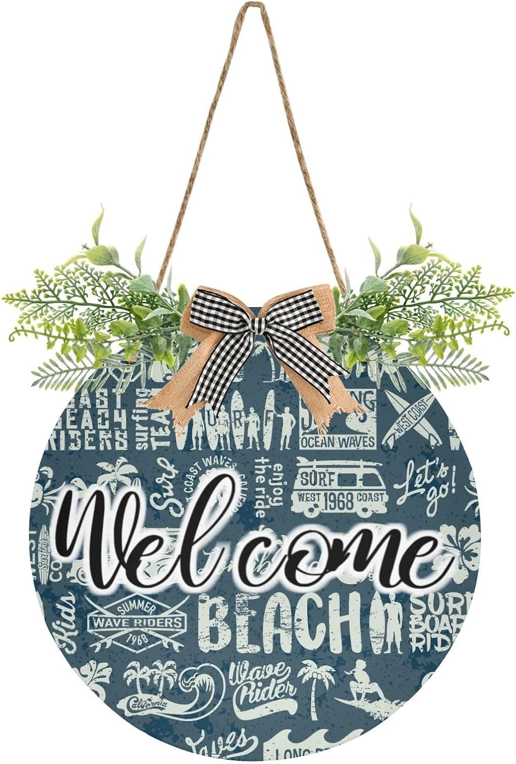 Coolnut West Coast California Wave Front Door Round, Hanging Welcome ...