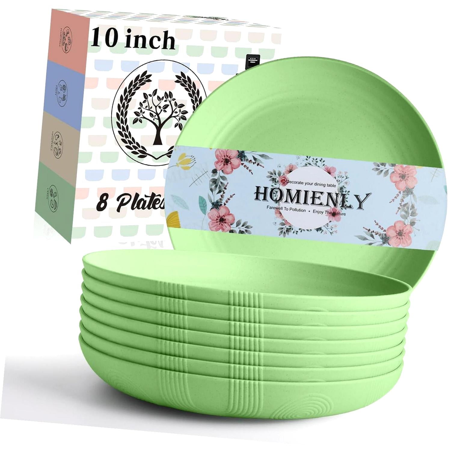 Coolnut Wheat Straw Plates Set, 10 inch Deep Dinner Plates, Unbreakable ...