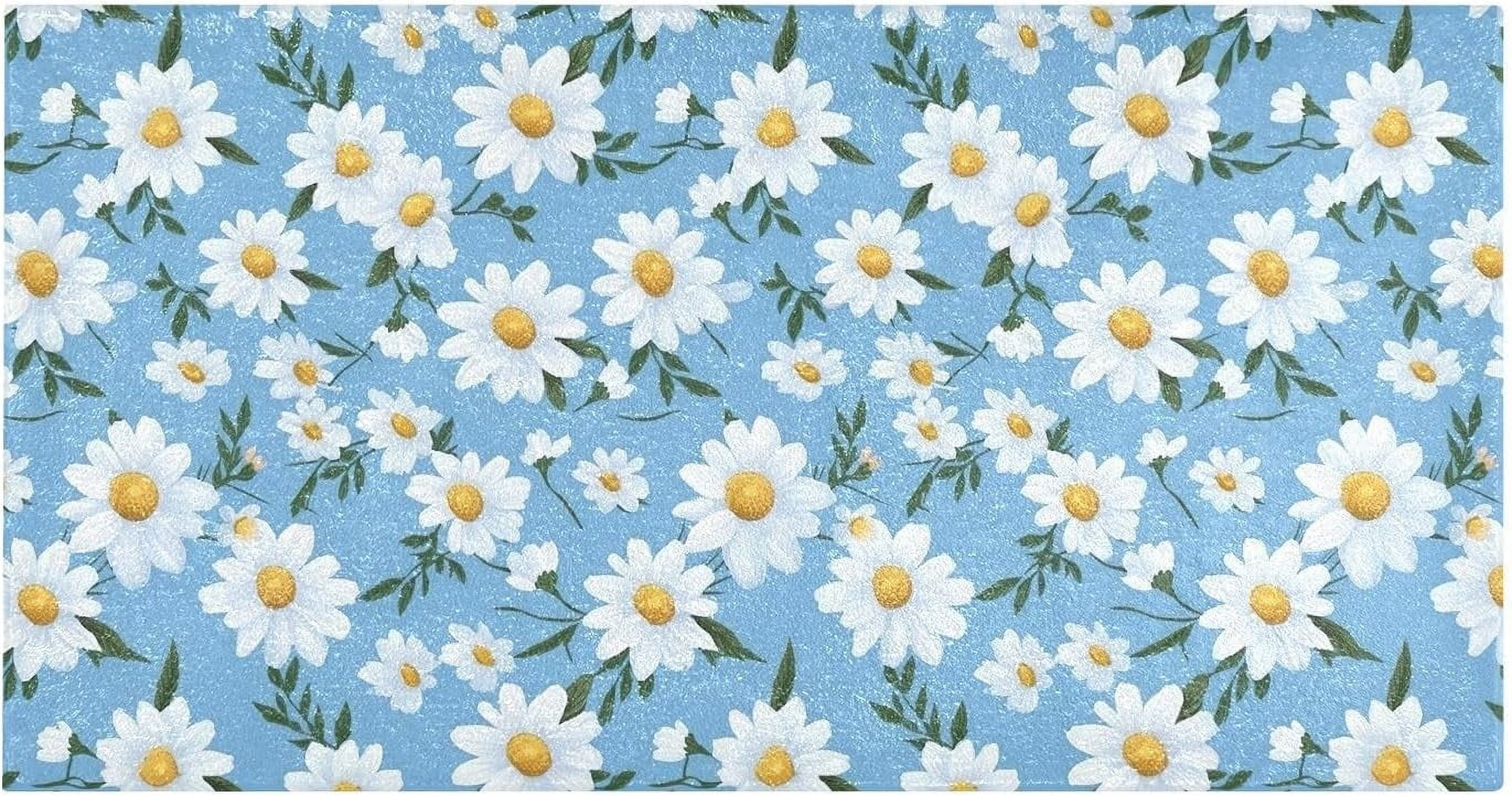 Coolnut White Daisy Flower Bathroom Rugs Floor Mats Non-Slip Soft ...