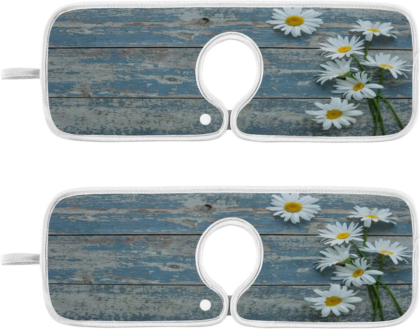 Coolnut White Daisy Flowers Sink Splash Guard for Faucet 2 Packs Faucet ...