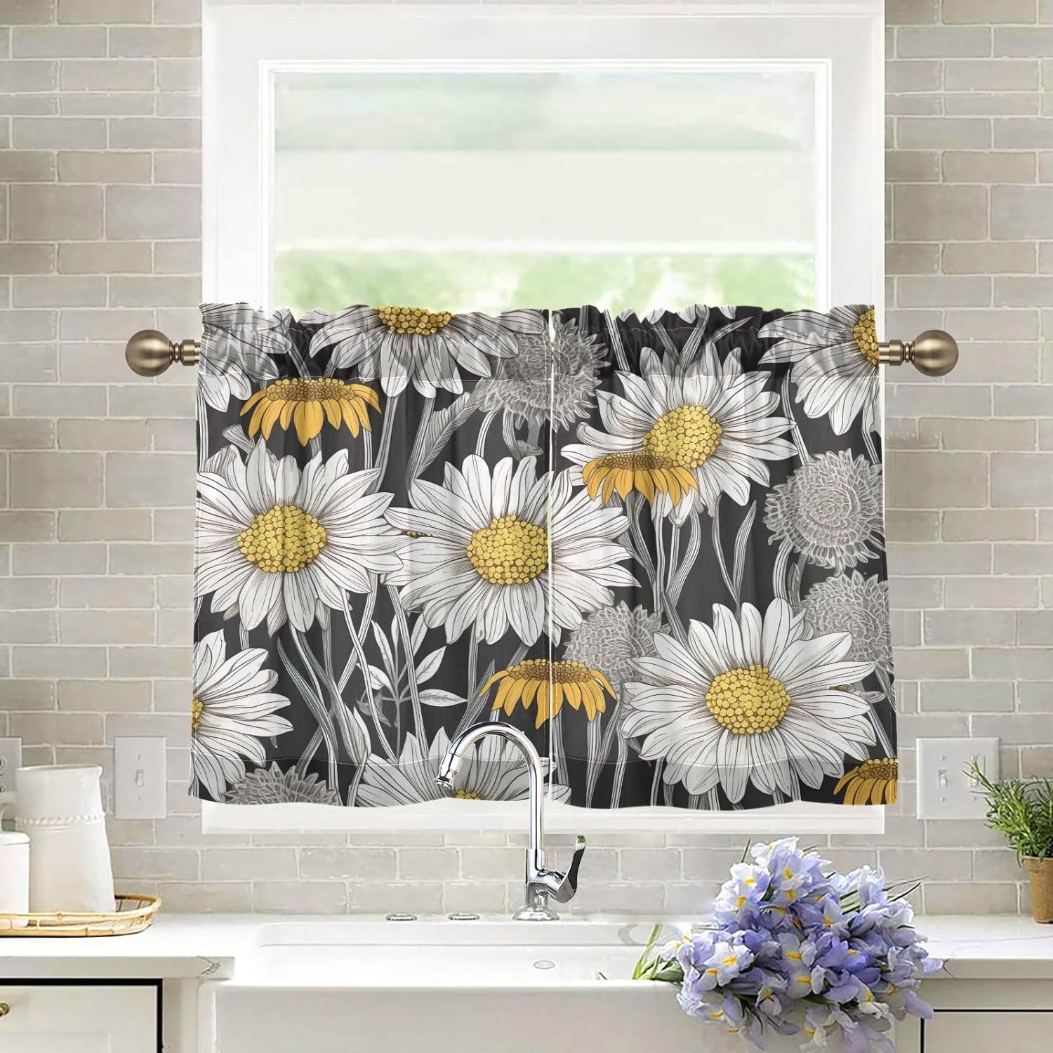 Daisy Flower Pattern Curtains Colorful Large Floral Retro 70S Style ...