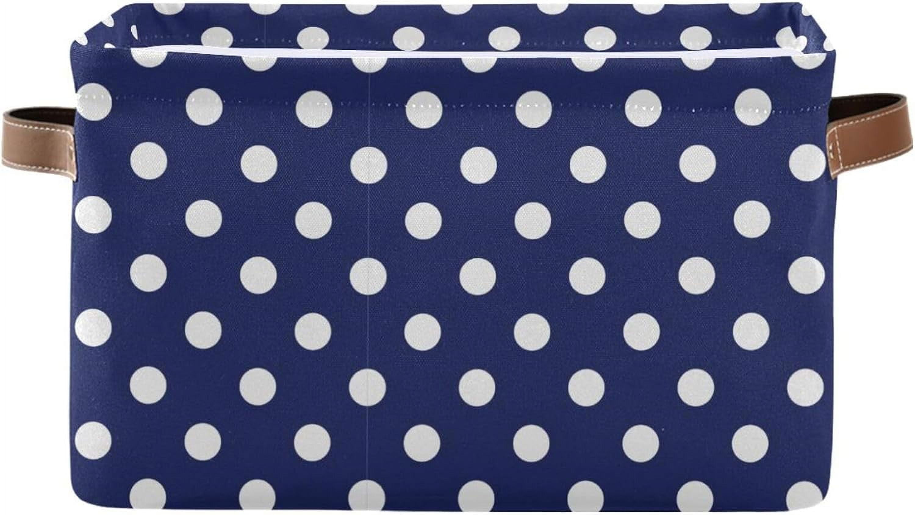 Coolnut White Polka Dots Storage Basket, Durable Canvas Organizer With ...