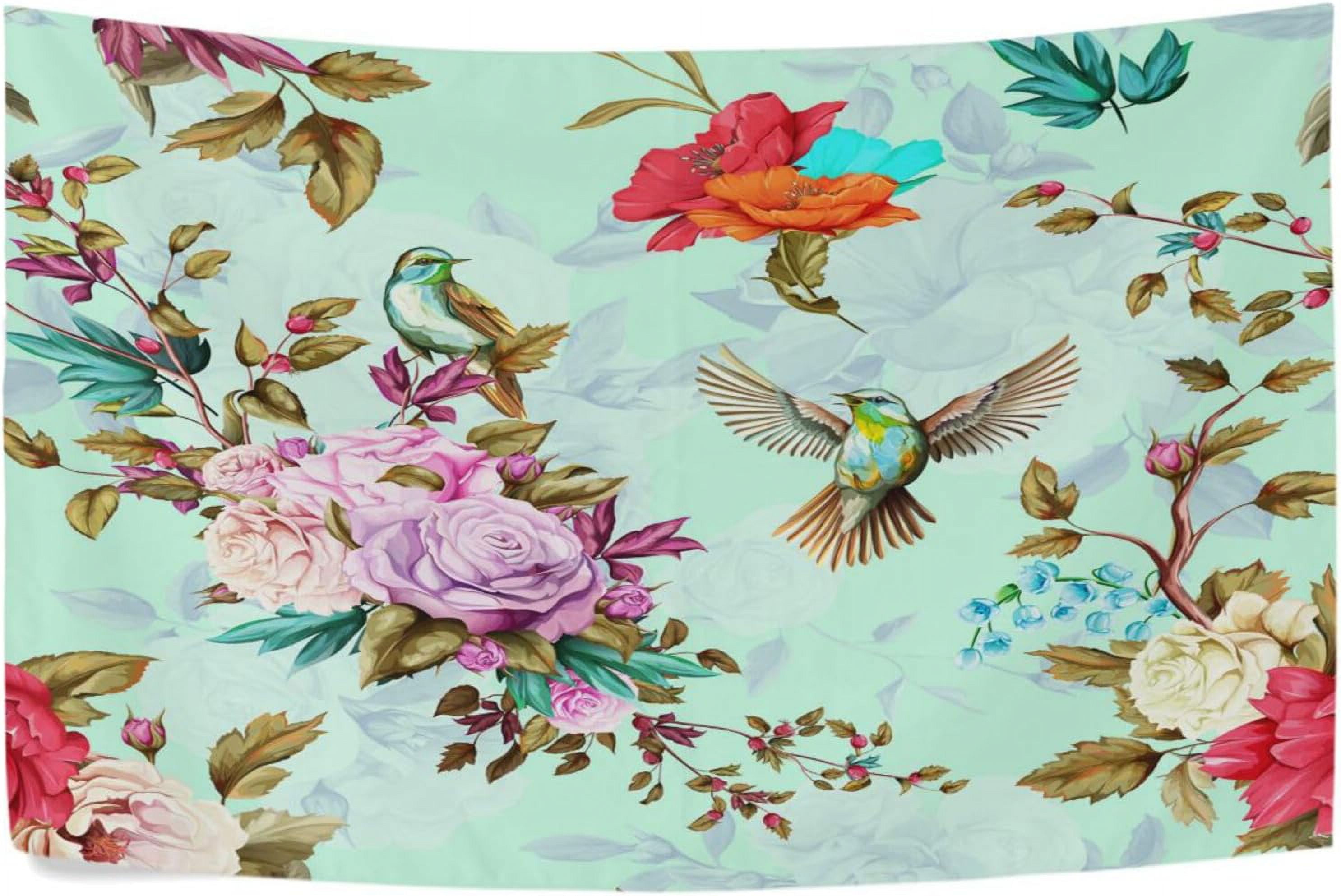 Coolnut Wild Flower Rose Tapestry Aesthetic Tapestry Wall Hanging 90" x ...