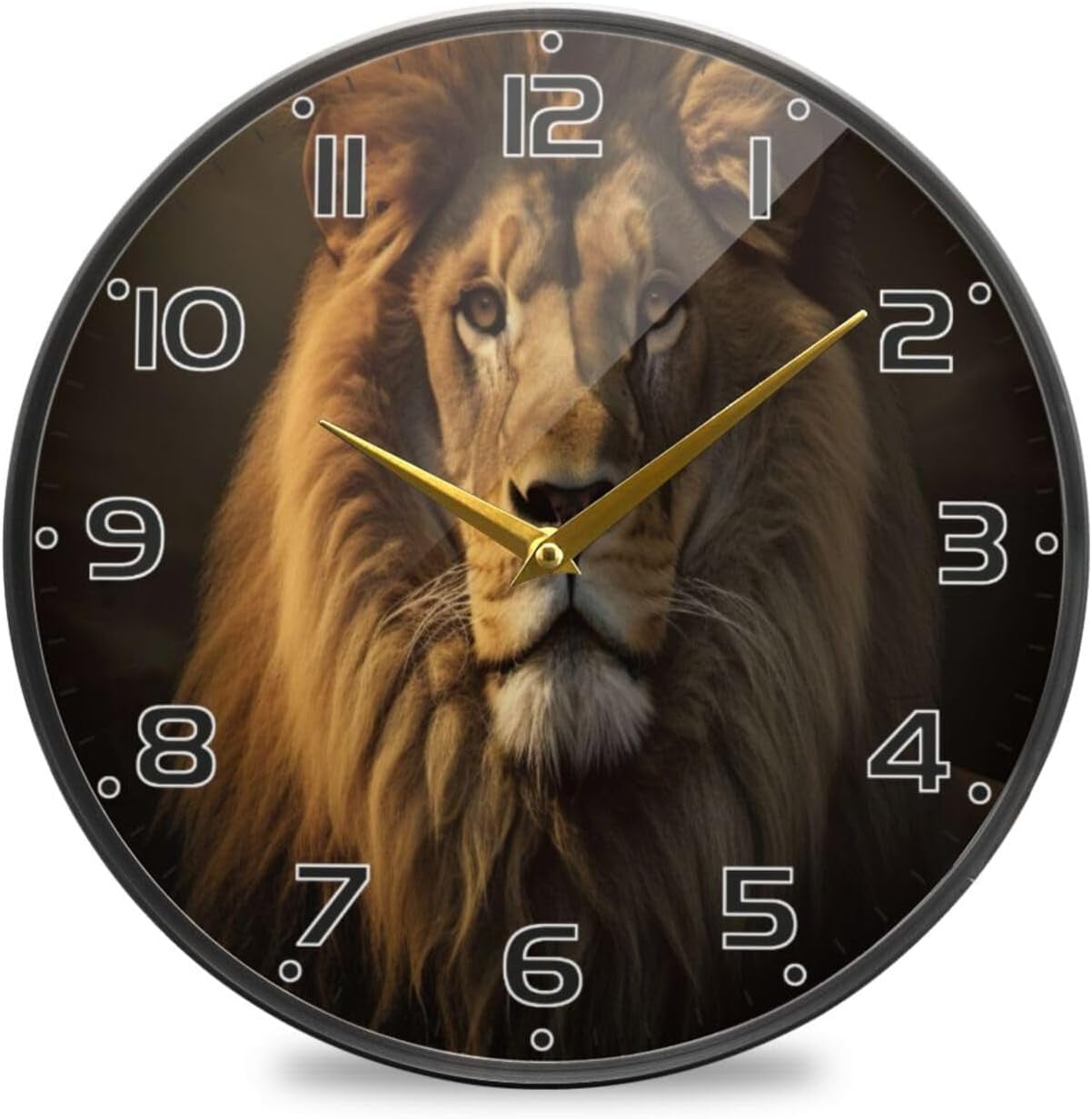 Coolnut Wild Lion Wall Clock Round Silent Non Ticking Battery Operated ...