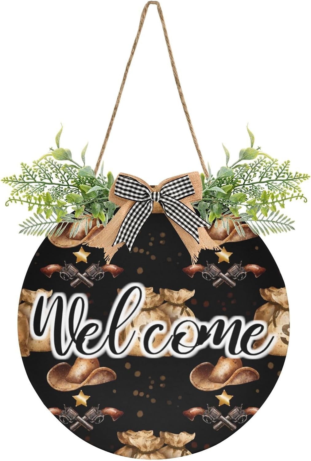 Coolnut Wild West Front Door Round, Hanging Welcome Sign, Front Door ...