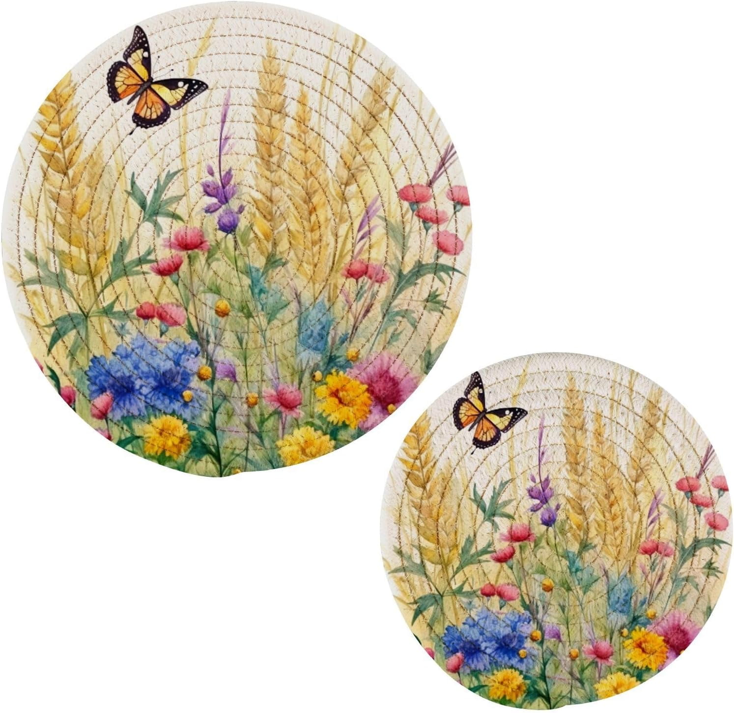Coolnut Wildflowers and Butterfly Trivets Pot Holders Set of 2 ...