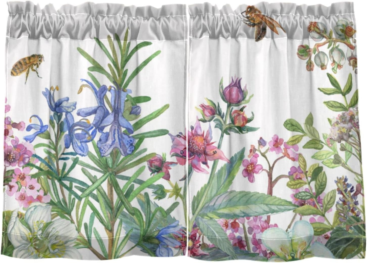 Coolnut Wildflowers Kitchen Curtains 2 Panels, UV Protected Tier ...