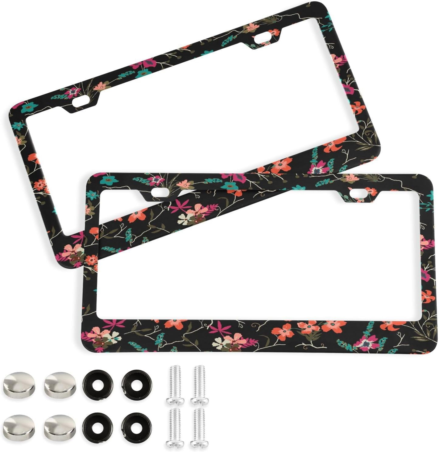 Coolnut Wildflowers License Plate Frames Set of 2, Universal Aluminum ...