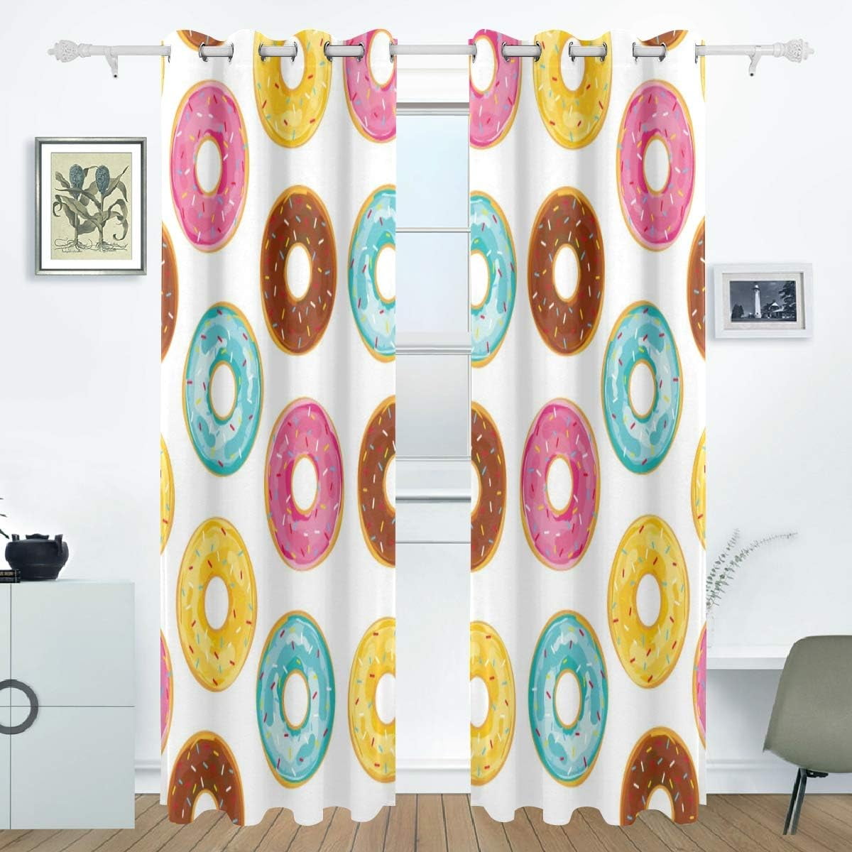 Coolnut Window Curtain Panels Drapes Donut Pattern Thermal Insulated ...