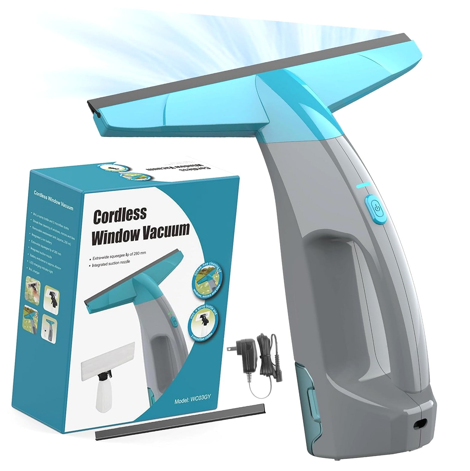 Coolnut Window Vacuum, Window Squeegee 11", Rechargeable Window Vac ...