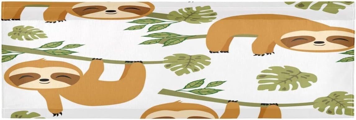 Coolnut Window Valance -Cute Sloths Kitchen Curtain - Curtains Rod ...