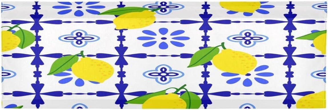 Coolnut Window Valance -Mediterranean Tile Lemon Kitchen Curtain ...