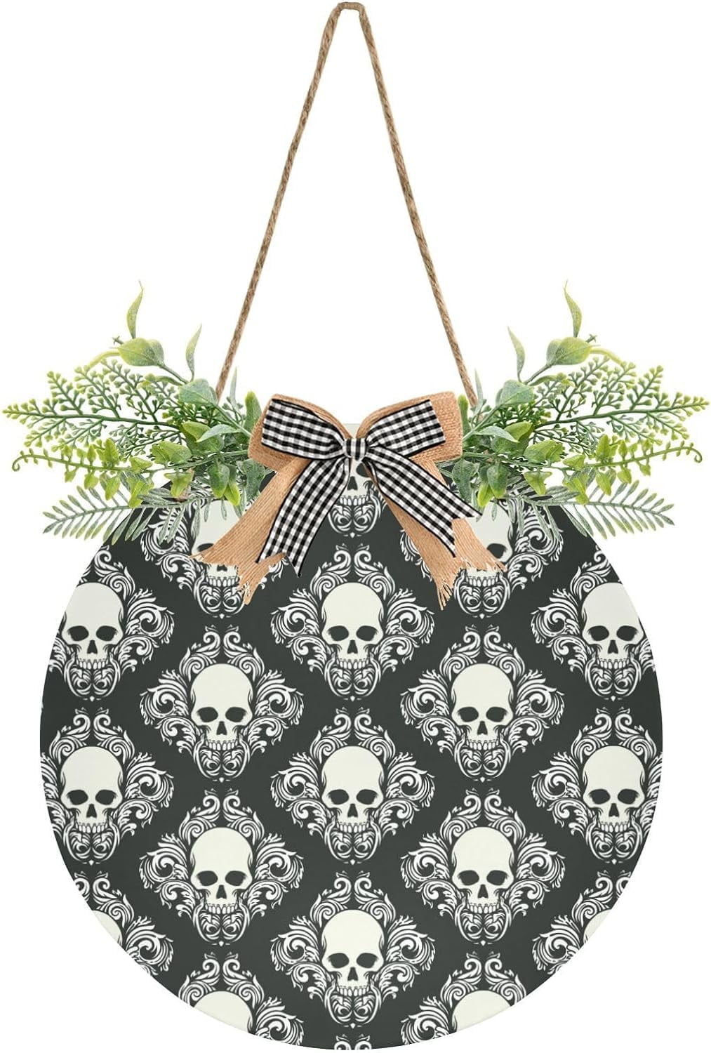 Coolnut Winter Halloween Skeleton and Ghost Welcome Sign with Bows and ...