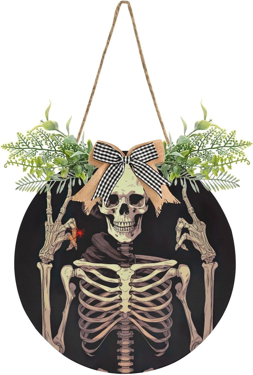 Coolnut Winter Halloween Skeleton and Ghost Welcome Sign with Bows and ...