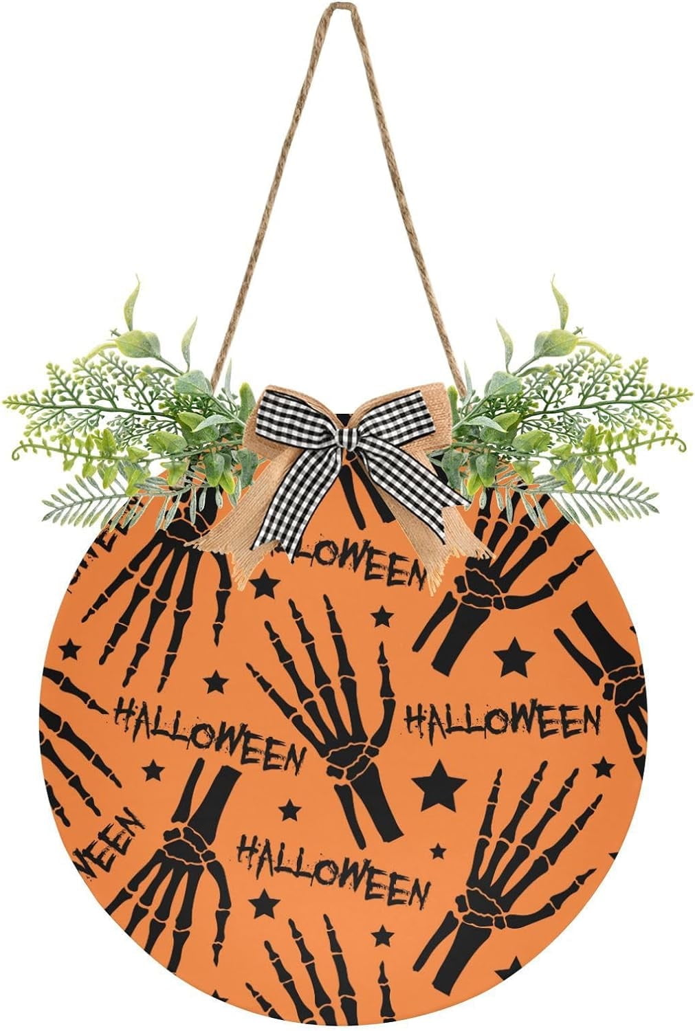 Coolnut Winter Halloween Skeleton and Ghost Welcome Sign with Bows and ...