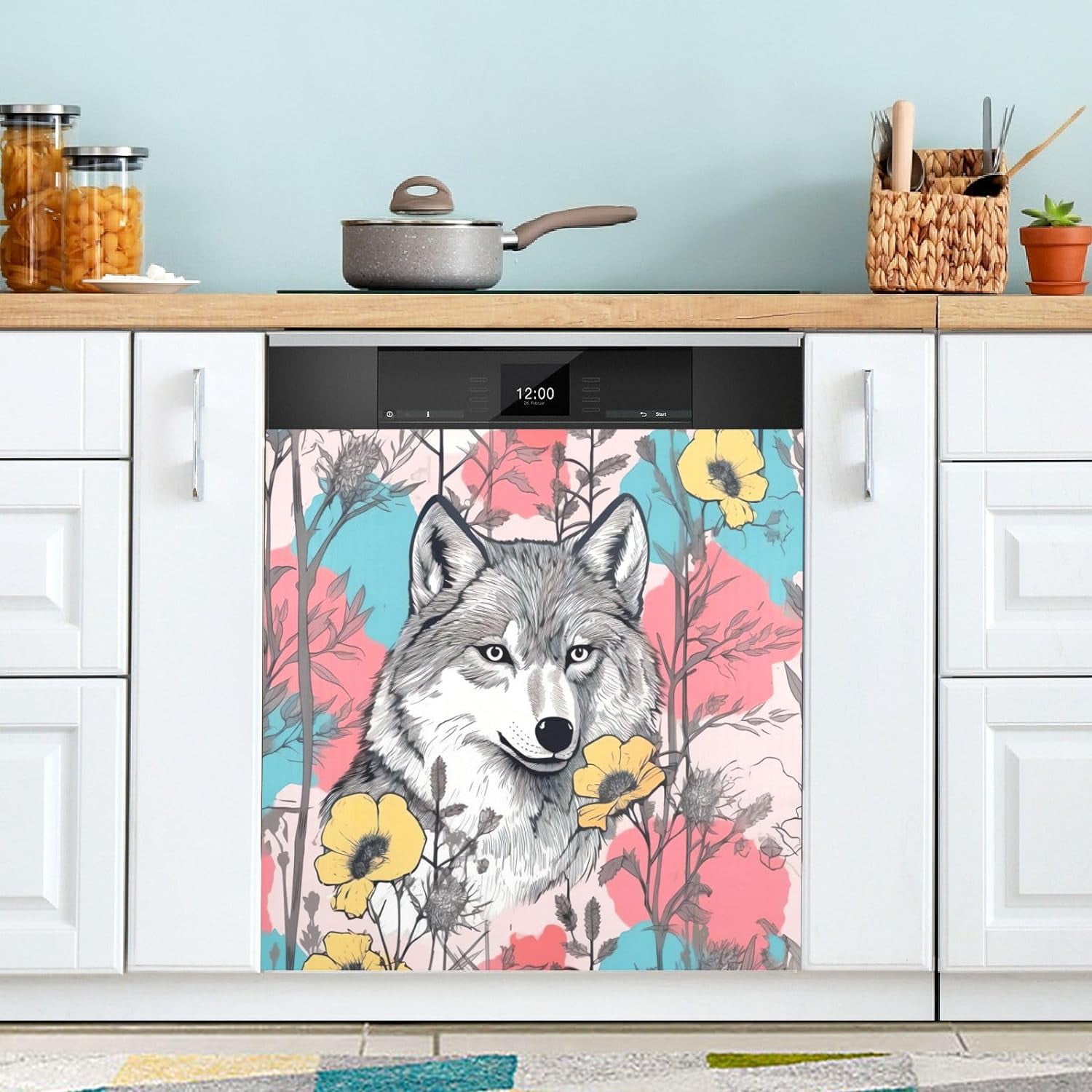 Coolnut Wolf Dishwasher Door Cover Reusable Trimmable Kitchen Fridge ...