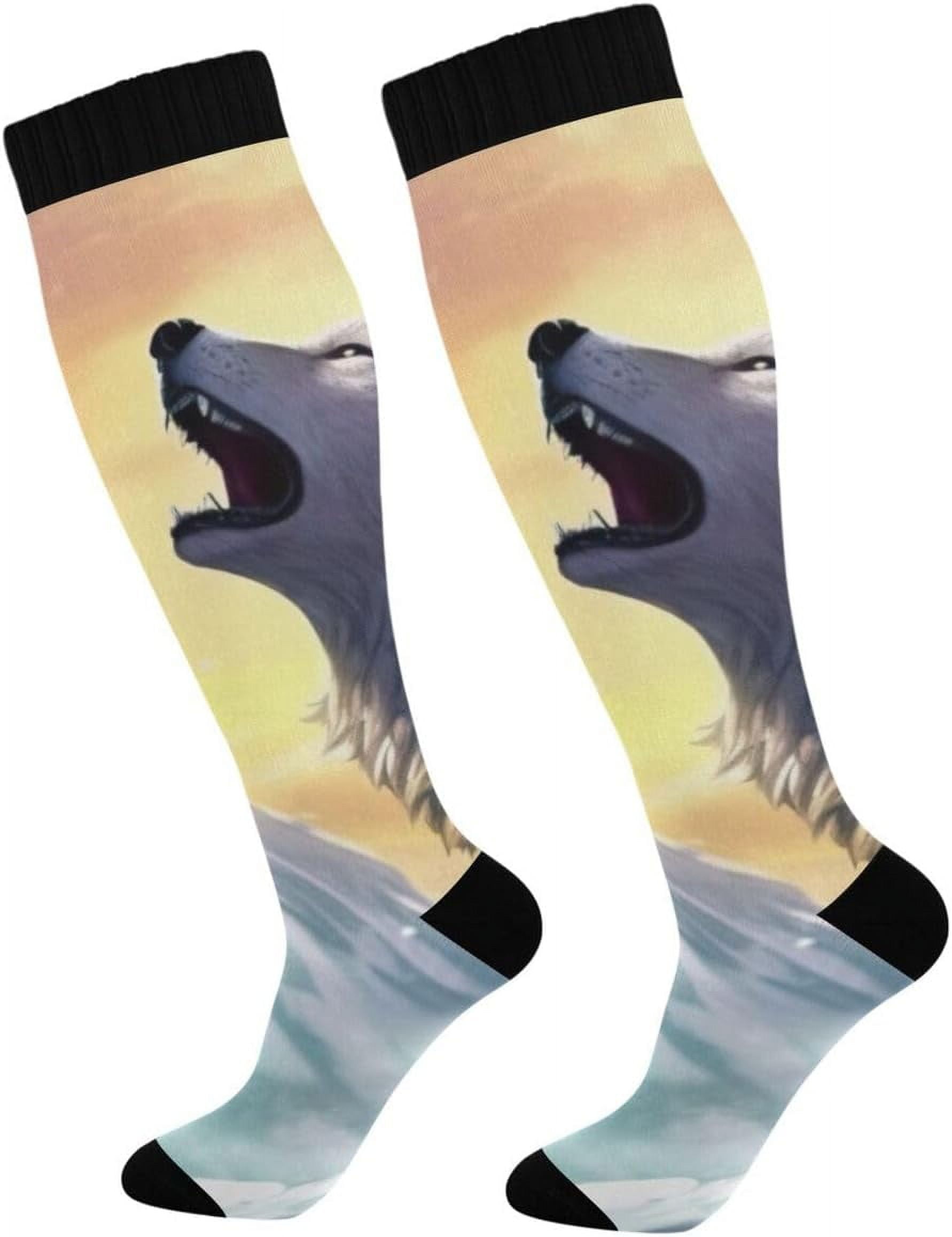 Coolnut Wolf under Winter Snow Compression Socks Women Men Knee High ...