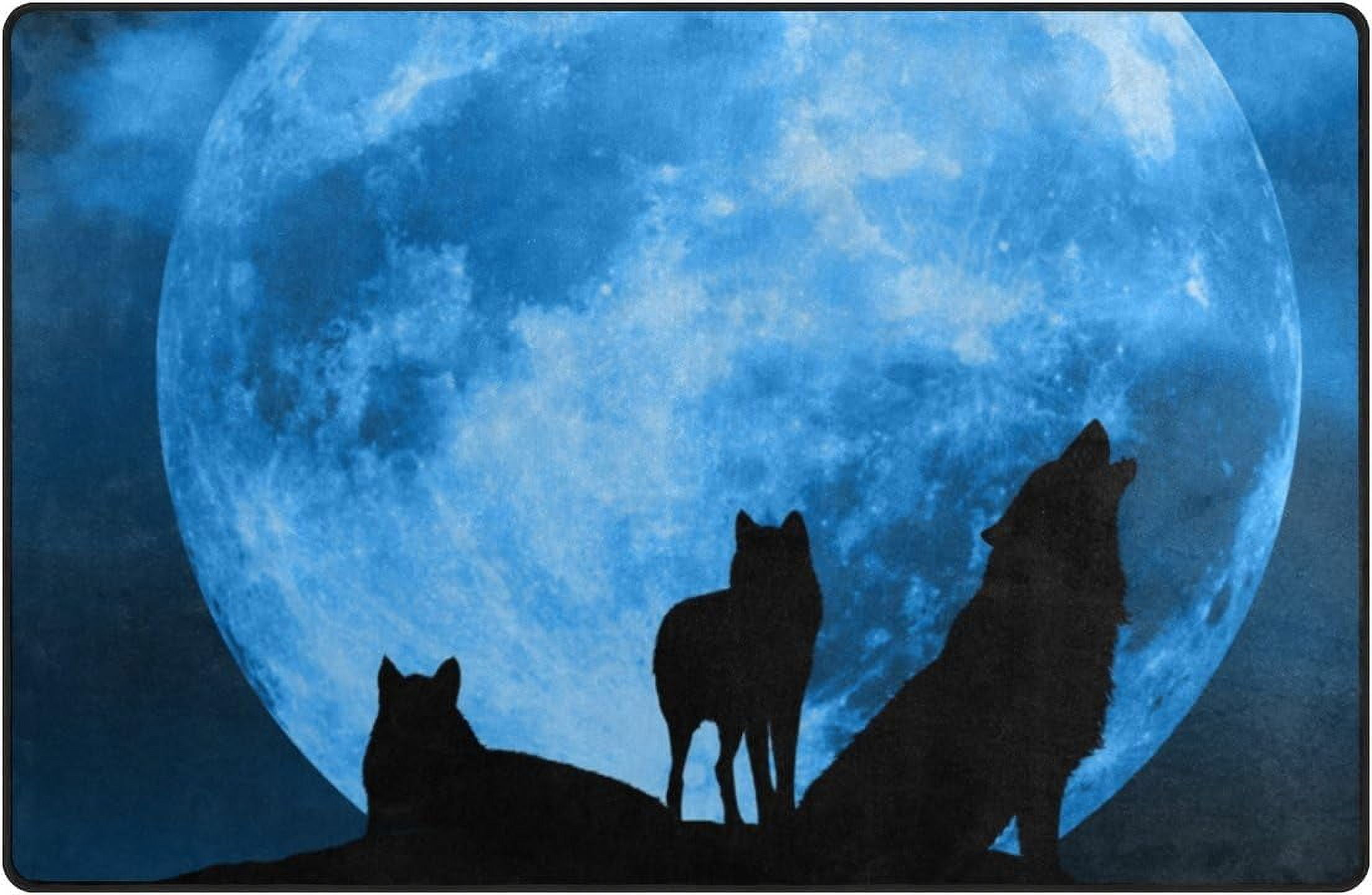 Coolnut Wolves Howling Area Rug Pad - 31 x 20 inch - 100% Light Weight ...