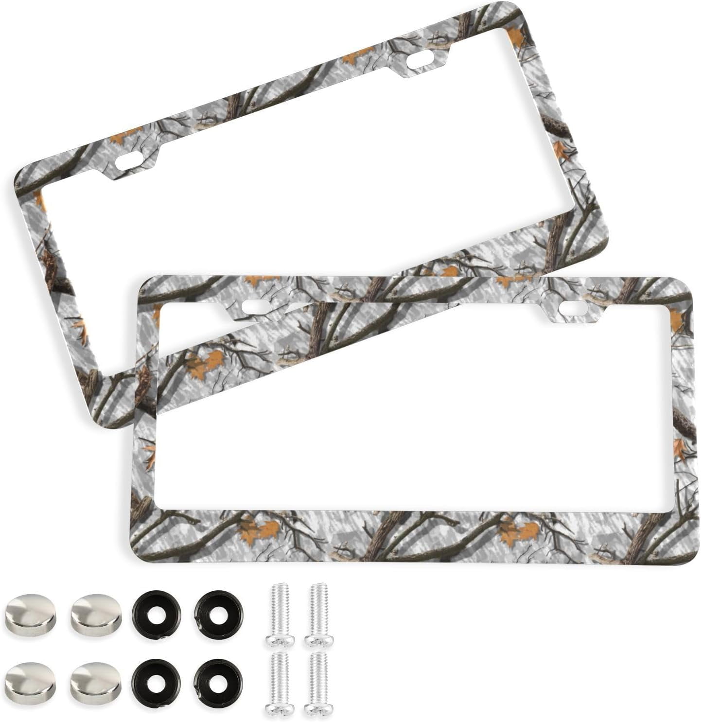 Coolnut Wood Camo Camouflage Gray License Plate Frames for Women Men 2 ...