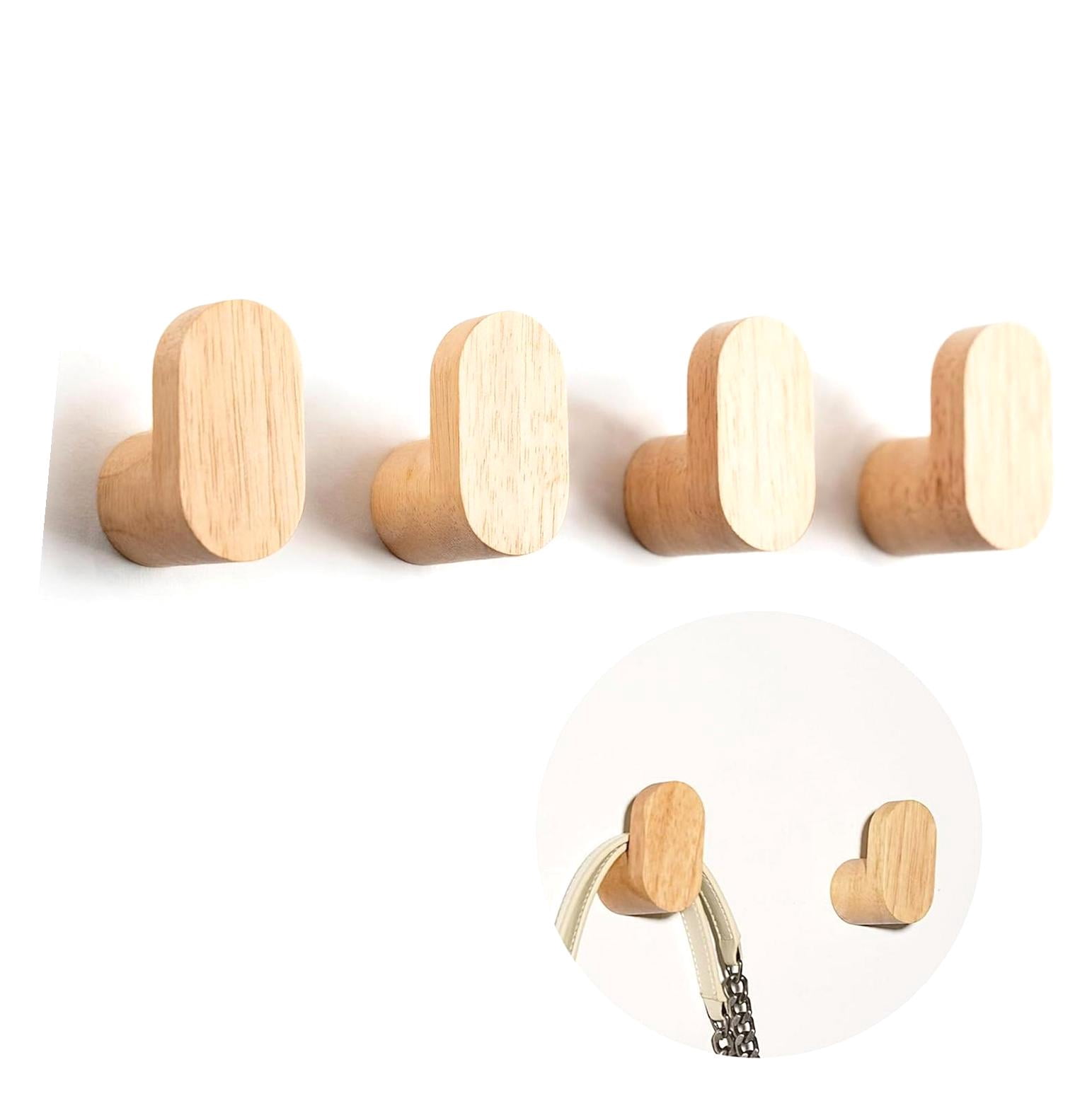 Coolnut Wood Wall Hooks, [4-Pack] Natural Wooden Coat Hooks,Wall Hooks ...